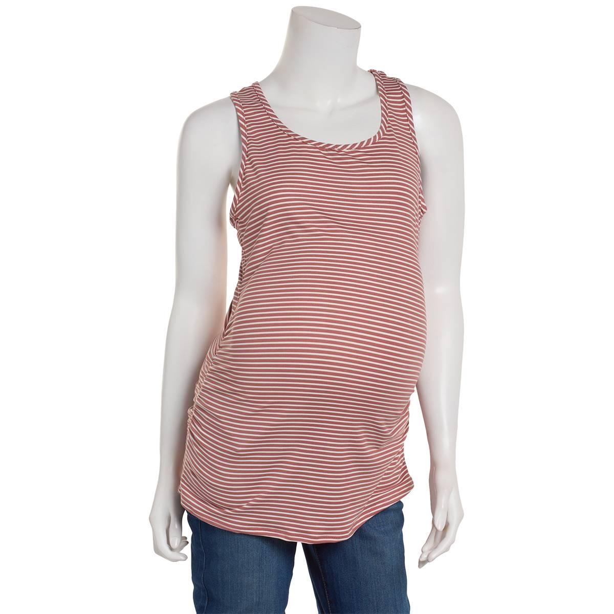 Womens Due Time Striped Racerback Maternity Tank Top